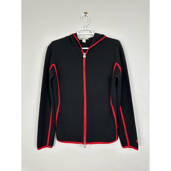 Neve Designs | Sweaters | Neve Designs Wool Full Zip Hooded Red Black ...
